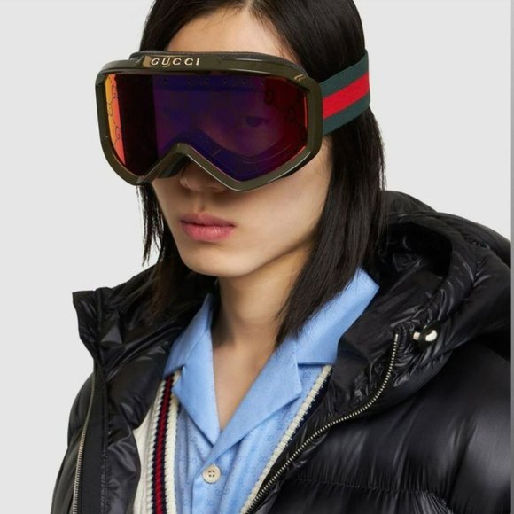 Gucci | Accessories | Gucci Gg21s 003 Green Burgundy Gg Infrared Logo ...